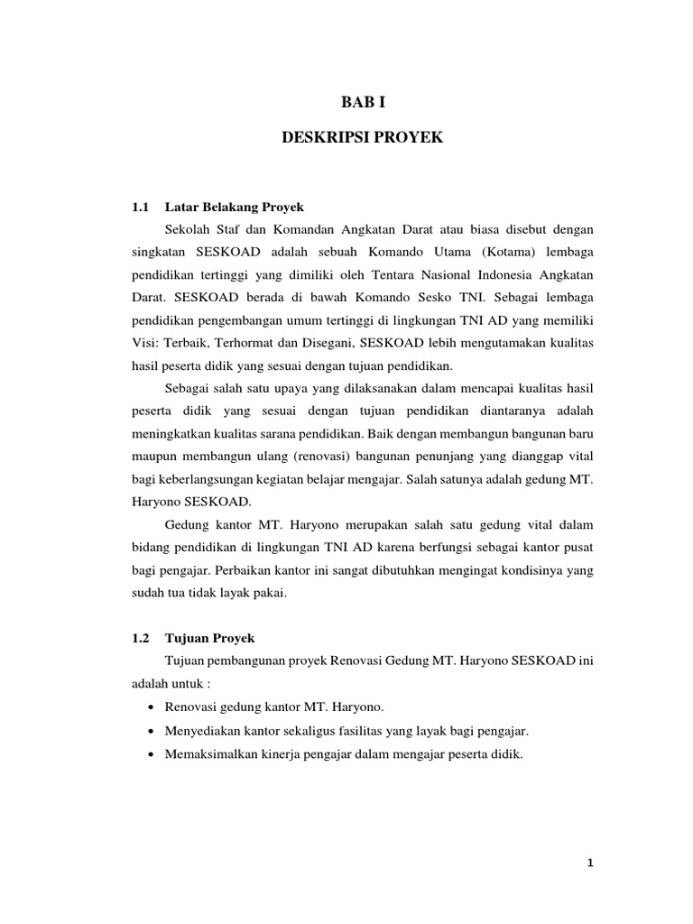 Renovasi Gedung MT. Haryono SESKOAD | PDF