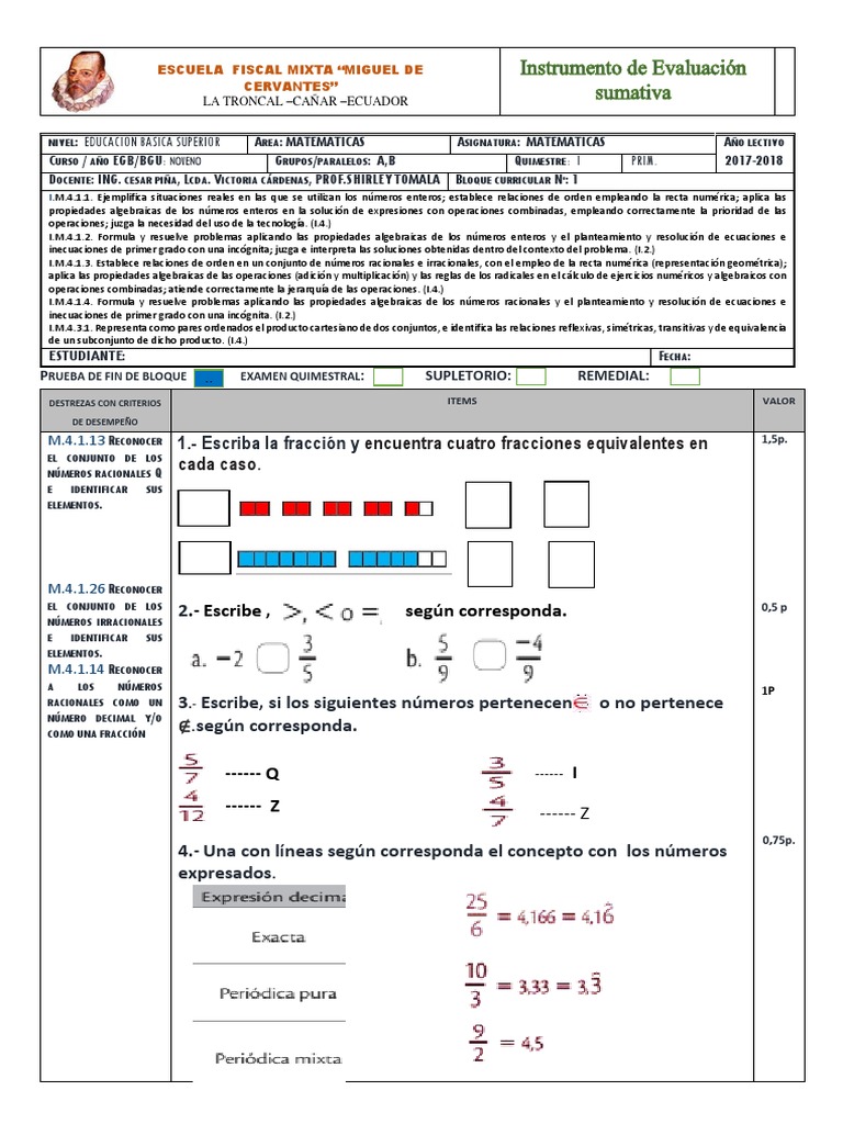 Mate 9no | PDF | Número racional | Multiplicación