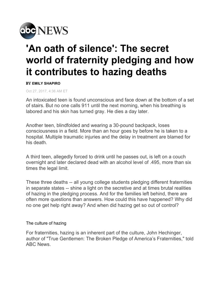 An Oath of Silence | PDF | Fraternities And Sororities | Fraternities