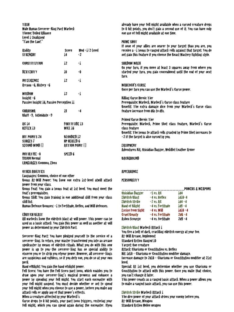 TASH Sorcerer-King Pact Warlock | PDF | Leisure