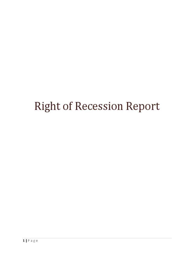 Right of Recission Report | PDF | Rescission | Truth In Lending Act