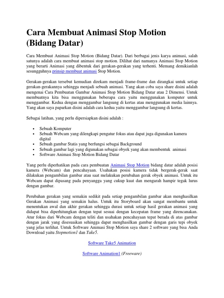 Cara Membuat Animasi Stop Motion | PDF