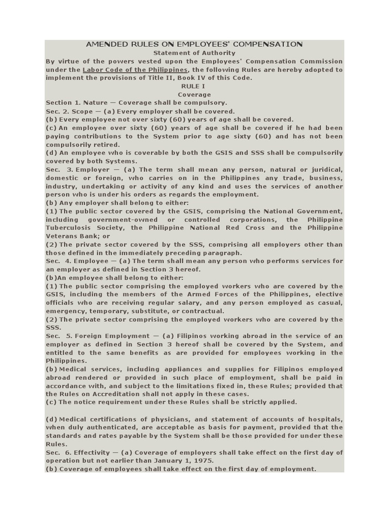 Amended Employees' Compensation Rules | PDF | Employment | Salary