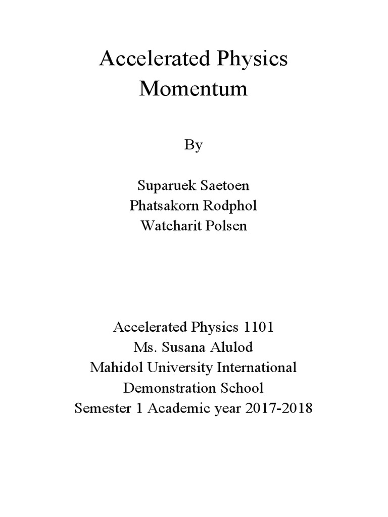 Momentum Physic Lab Report | PDF | Momentum | Velocity
