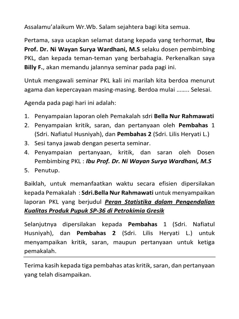 Skrip Moderator PKL | PDF