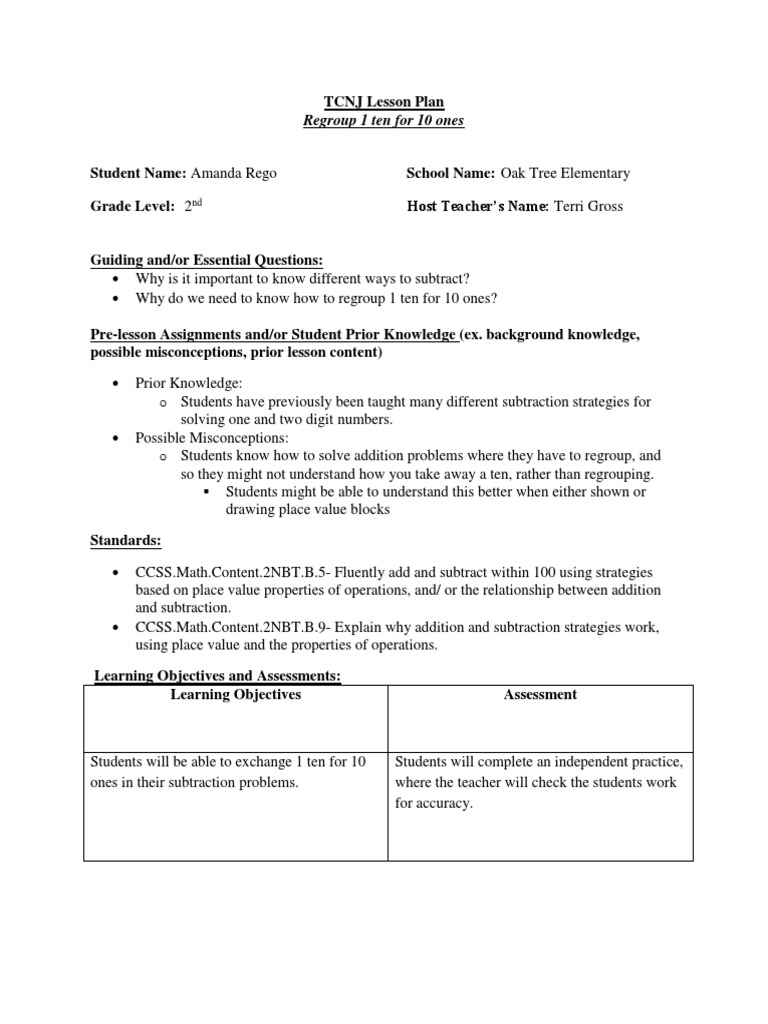 Regrouping Tens and Ones in Subtraction | PDF | Educational Assessment ...