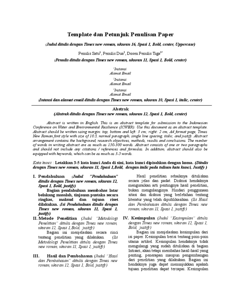 Template Dan Petunjuk Penulisan Paper: Abstrak | PDF