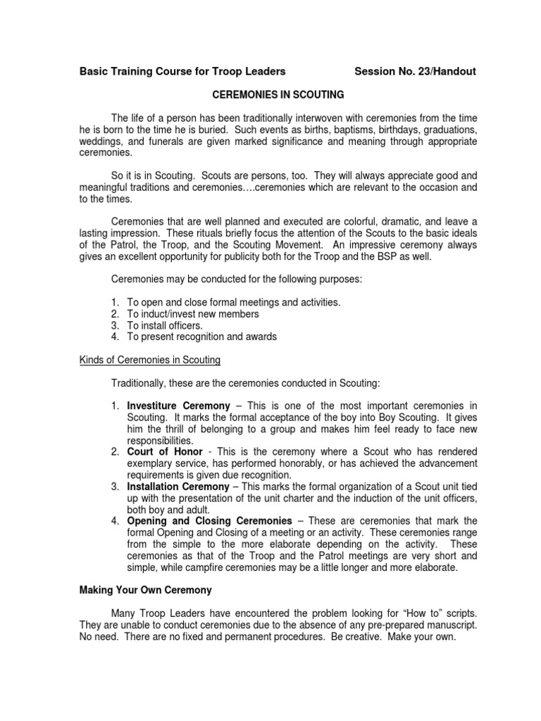 Ceremonies in Scouting | Download Free PDF | Scouting