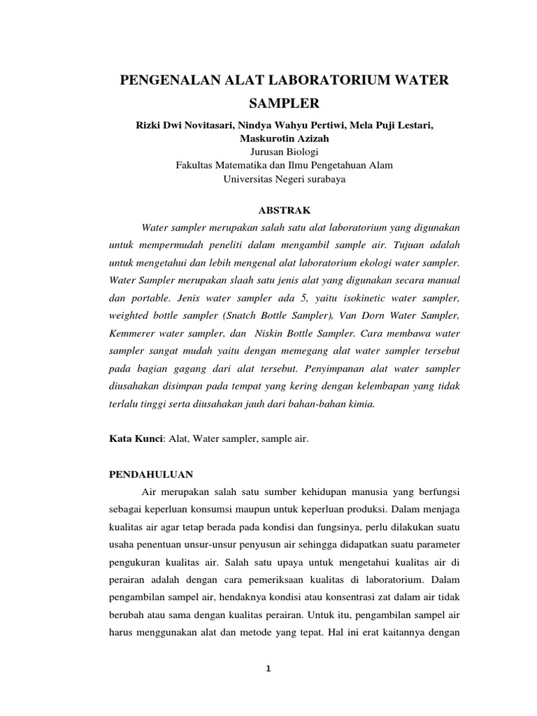 Mengidentifikasi Jenis-Jenis Water Sampler | PDF