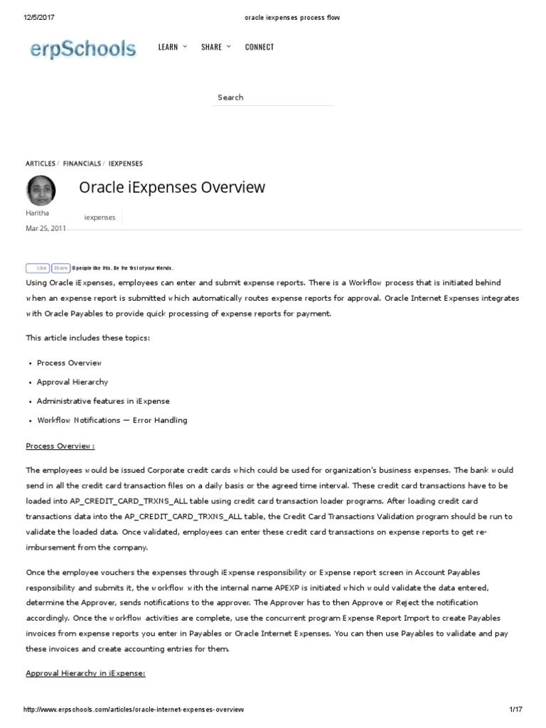 Oracle Iexpenses Process Flow | PDF | Accounts Payable | Computing