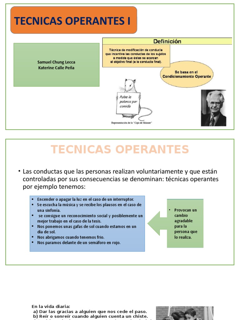 Tecnicas Operantes i | Comportamiento | Reforzamiento