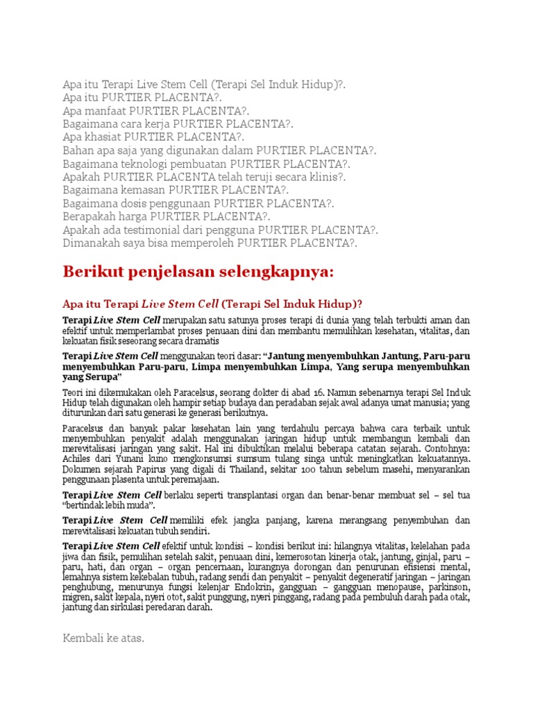 Apa Itu Terapi Live Stem Cell | PDF