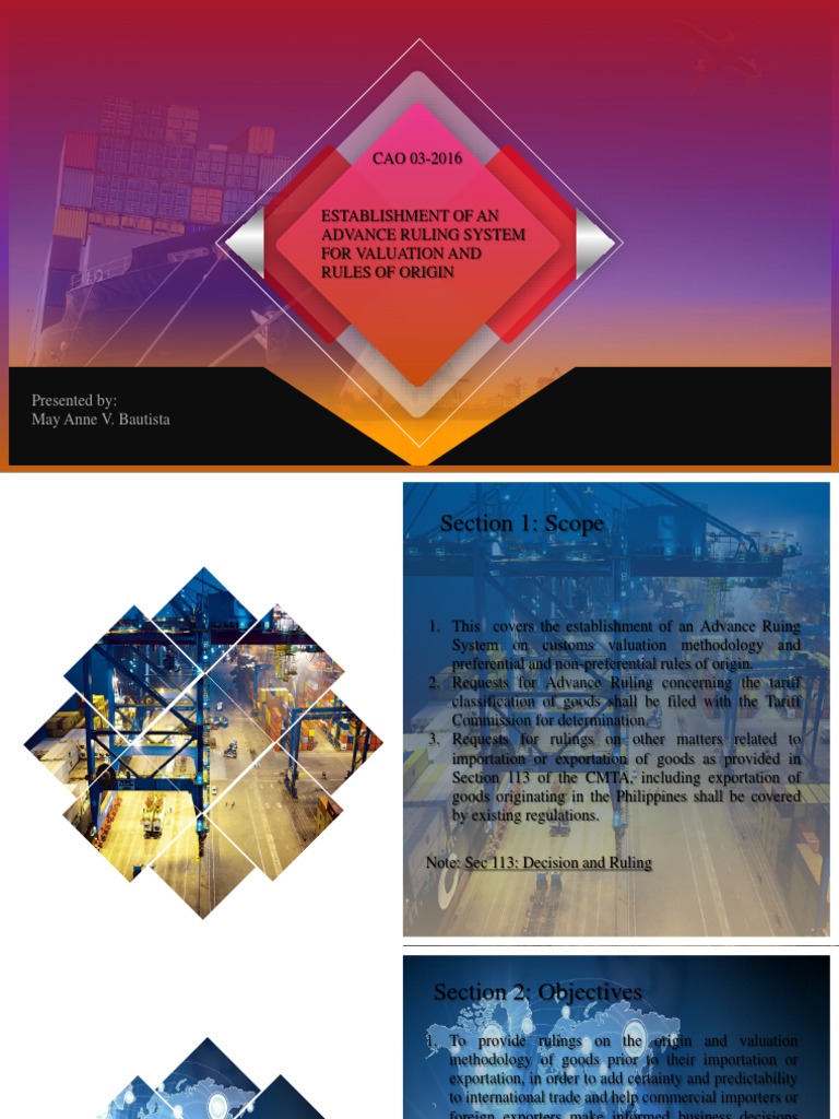 Establishing Guidelines for an Advance Ruling System on Customs ...