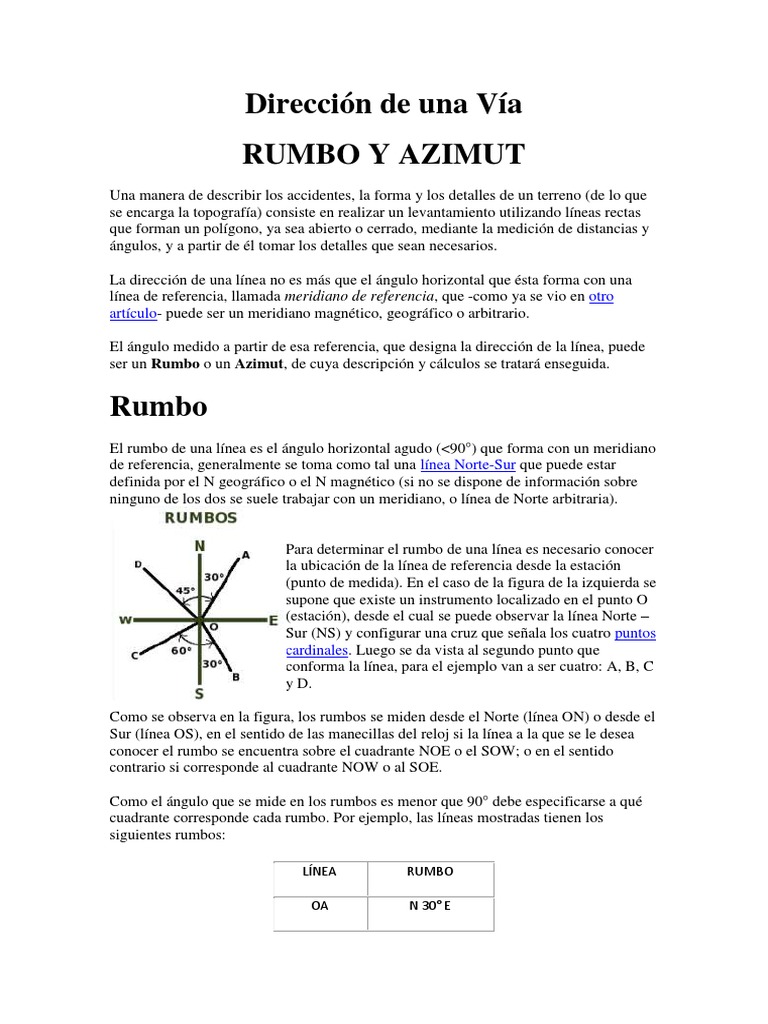 Rumbo y Azimut | PDF | Azimut | Geodesia