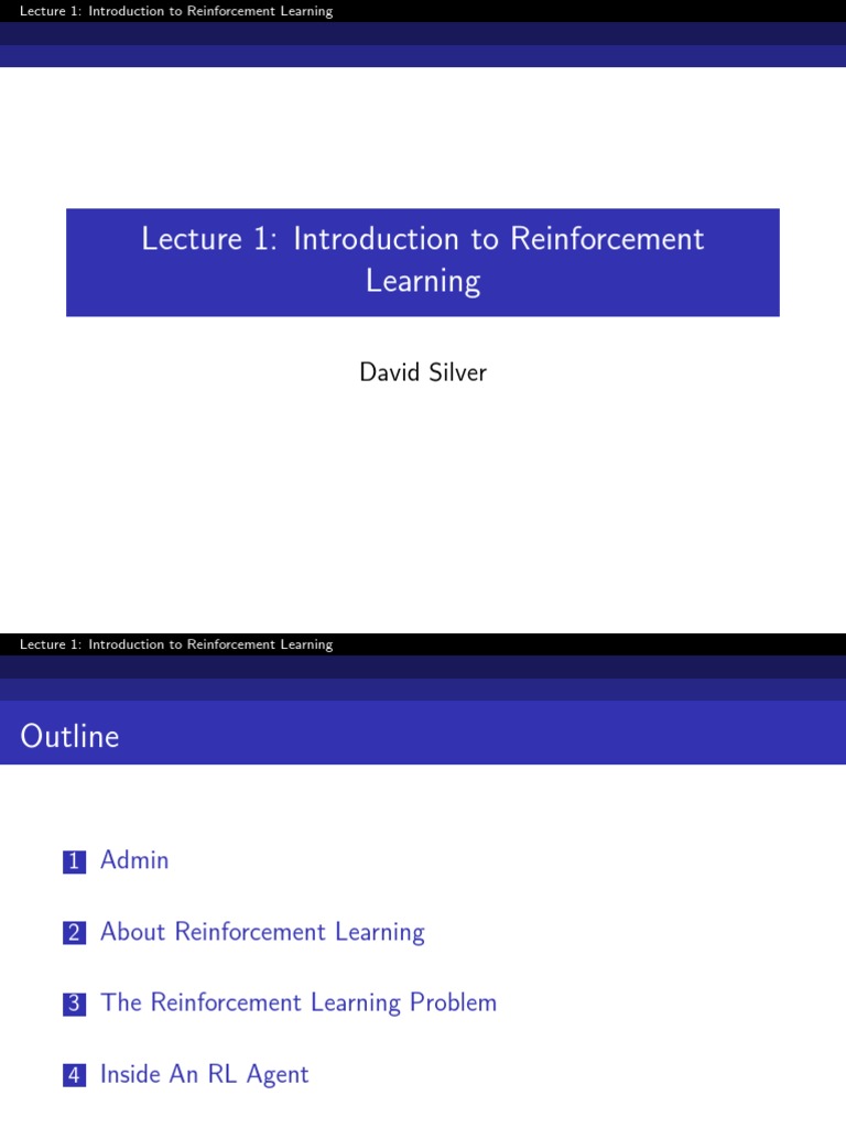 Lecture 1: Introduction To Reinforcement Learning: David Silver | PDF ...