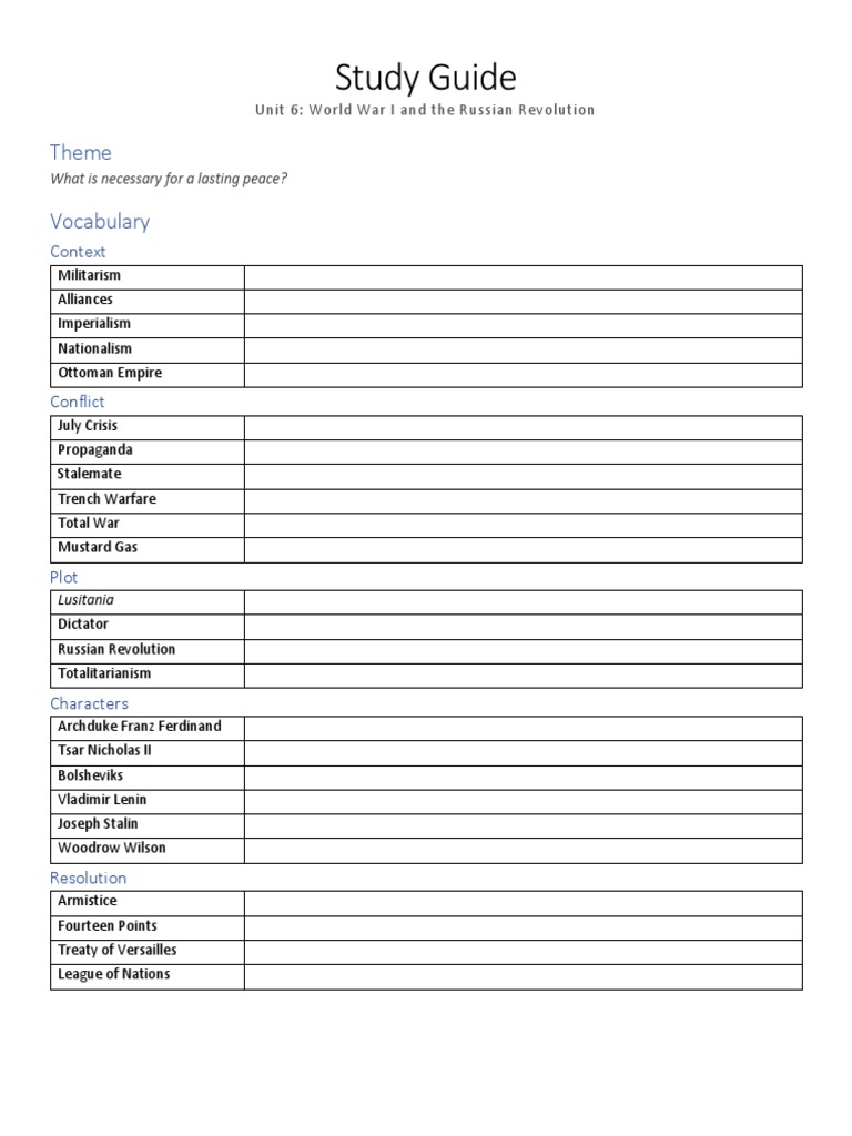 Unit 6 Study Packet | PDF