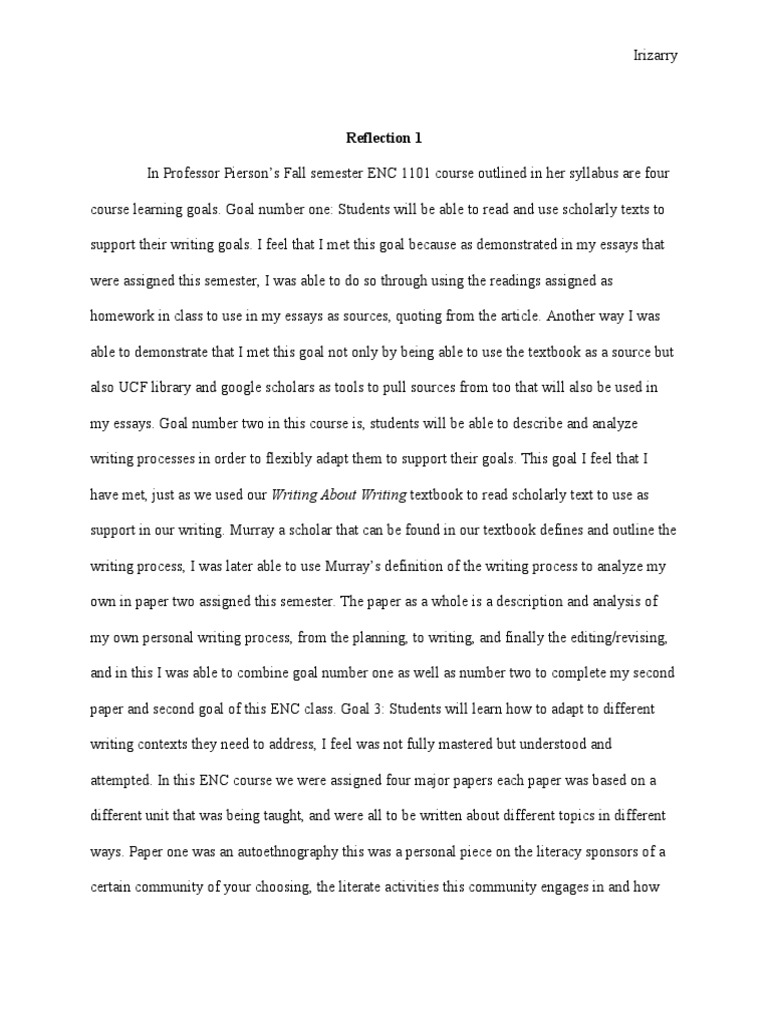 Enc 1101 Reflection 1 | PDF | Essays | Rhetoric
