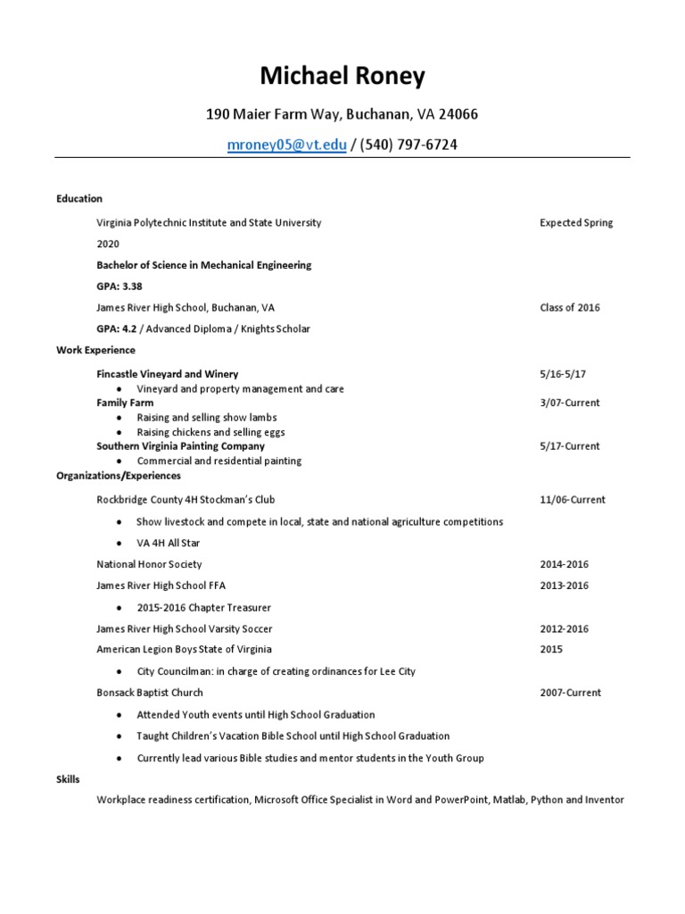 Mechanical Engineering Resume | PDF | Schools | Agriculture
