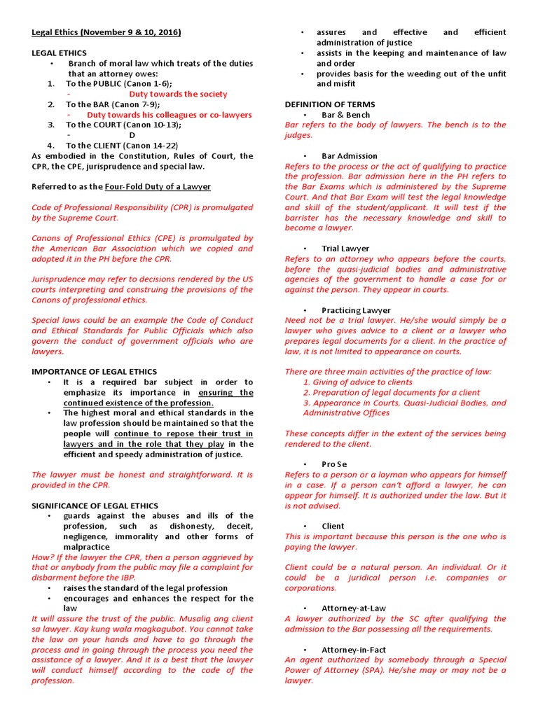 Legal EthicsLood Transcript by BRATTYS A.Y. 2016 2017 | PDF | Lawyer ...