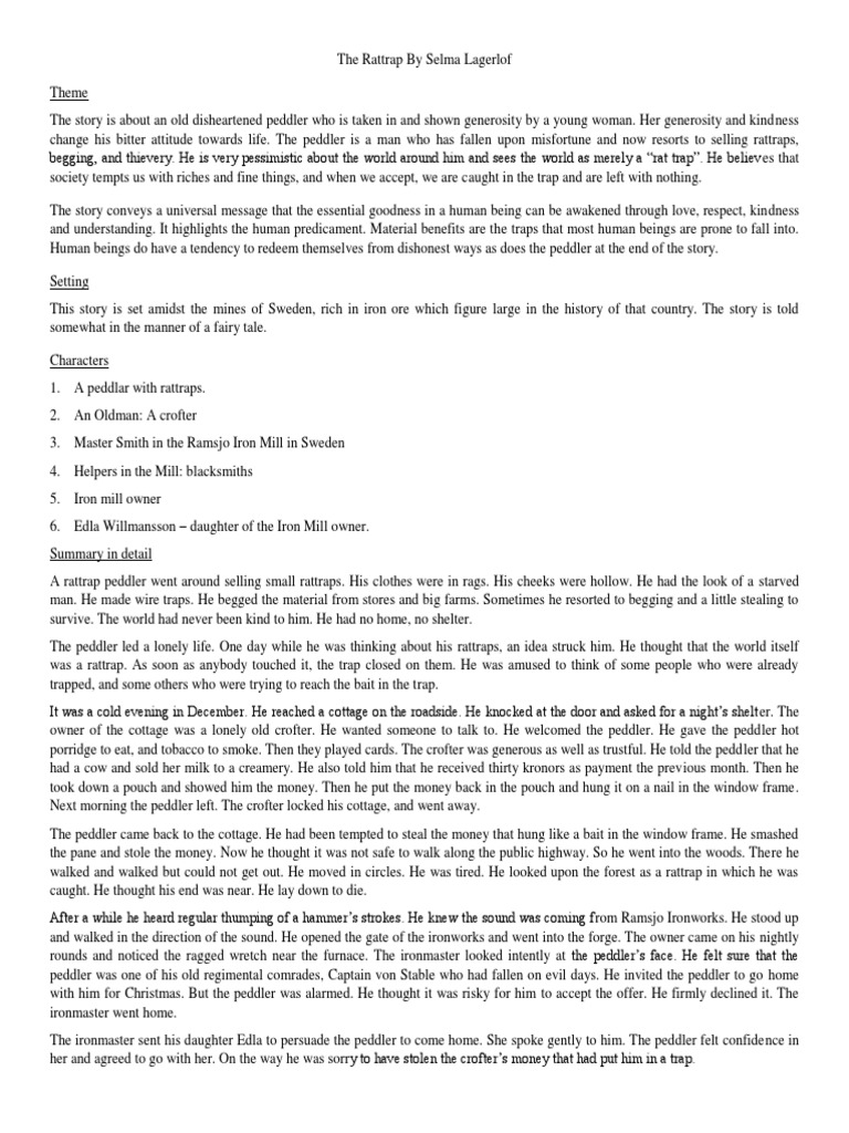 The Rattrap: A Story About Kindness and Redemption | PDF