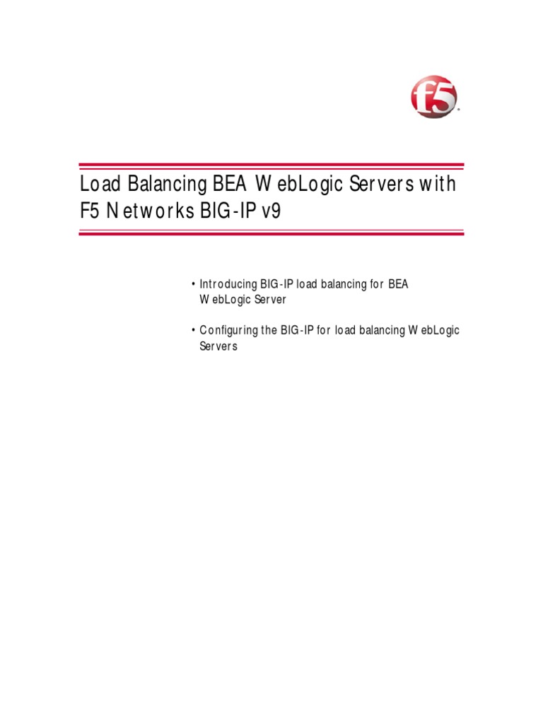 Load Balancing Bea Weblogic Servers With F5 Networks Big-Ip V9 | PDF | Load Balancing (Computing ...