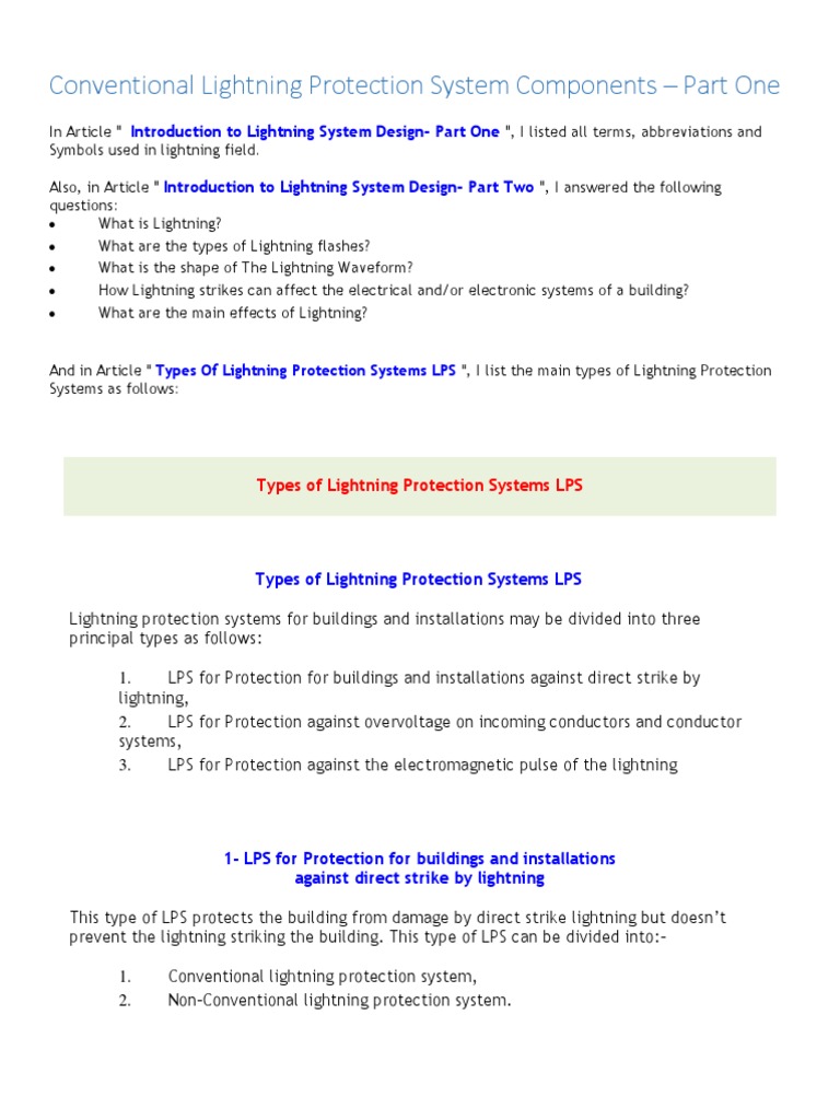 Conventional Lightning Protection System Components - Part One ...