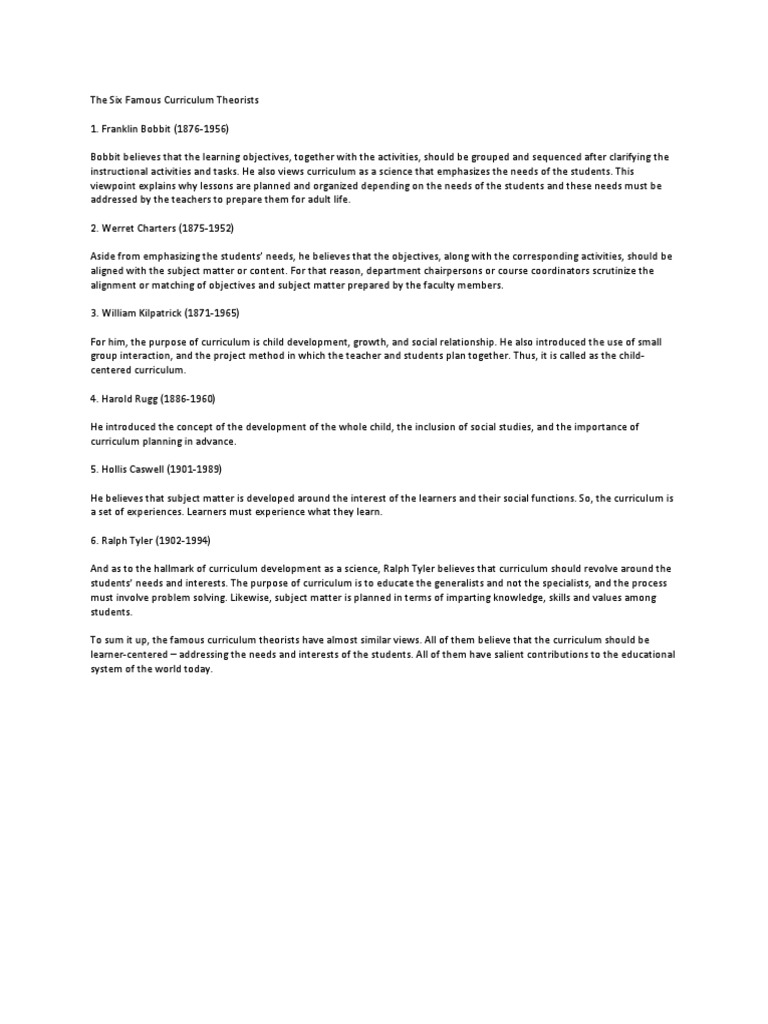 Key Insights from Six Curriculum Theorists | PDF