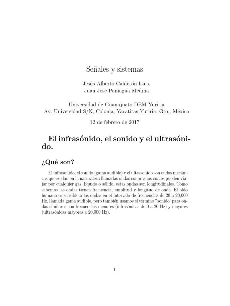 Señales y sistemas: Infrasonidos, ultrasonidos y sus aplicaciones | PDF ...