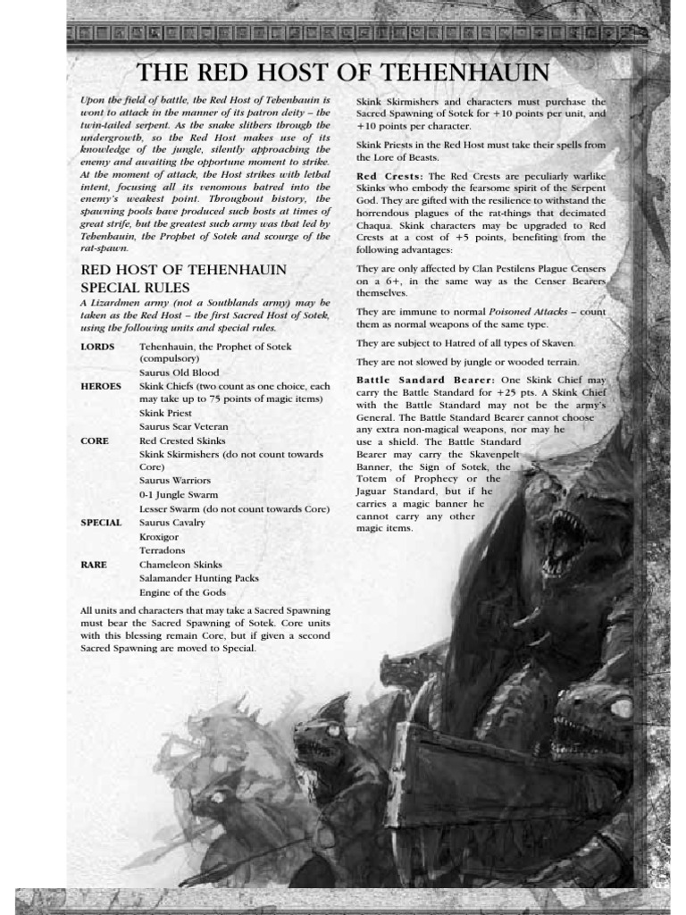 Red Host of Tehihuan Warhammer Fantasy Lizardmen | PDF | Fantasy