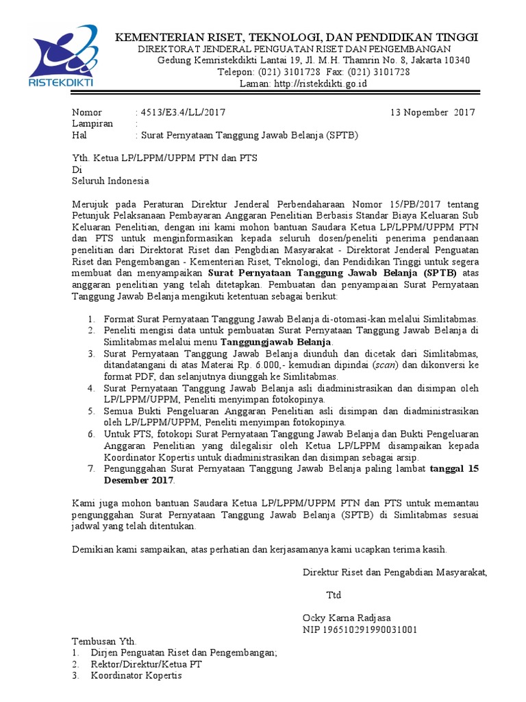 Surat Pernyataan Tanggung Jawab Belanja (SPTB)