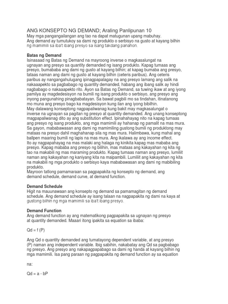 Ang Konsepto NG Demand | PDF