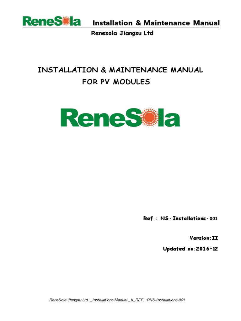 PV Module Installation & Maintenance Guide | PDF | Fuse (Electrical ...