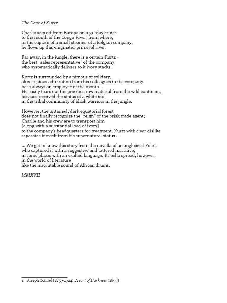 The Case of Kurtz | PDF | Kurtz (Heart Of Darkness) | Heart Of Darkness