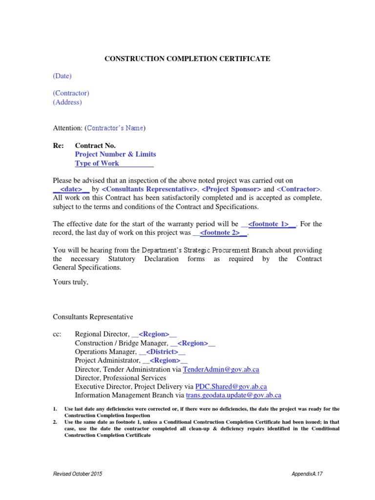 A.17 Construction Completion Certificate (CCC) | PDF