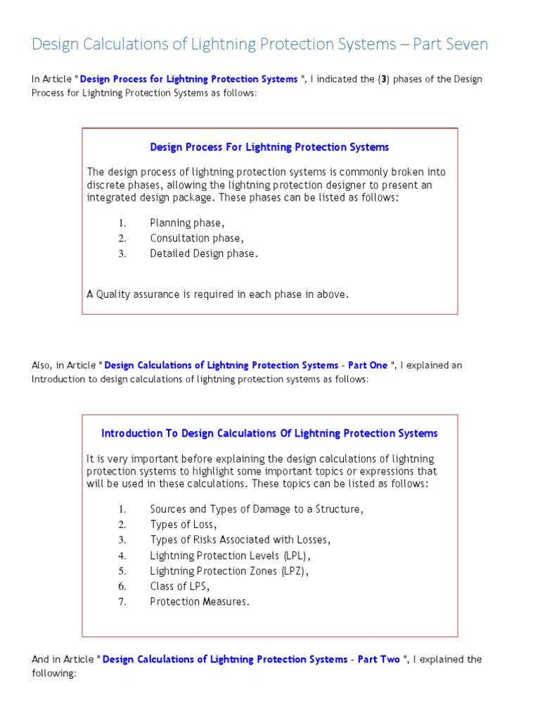 Design Lightning Protection Calculations - Part 7 | PDF | Risk ...