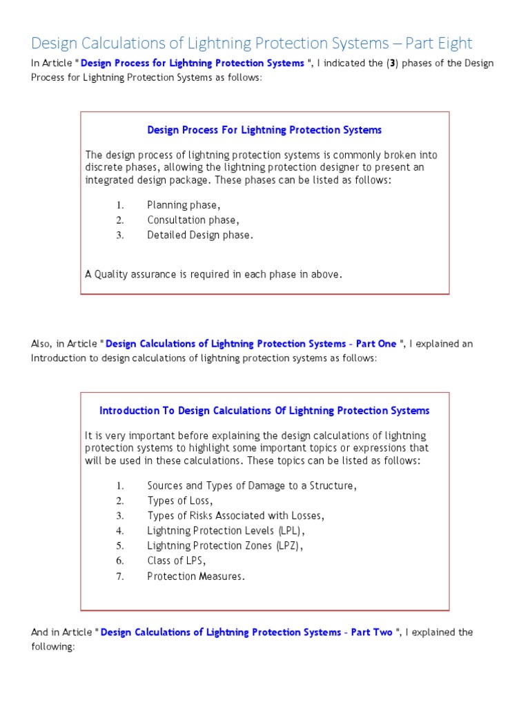 Design Calculations of Lightning Protection Systems - Part Eight | PDF ...