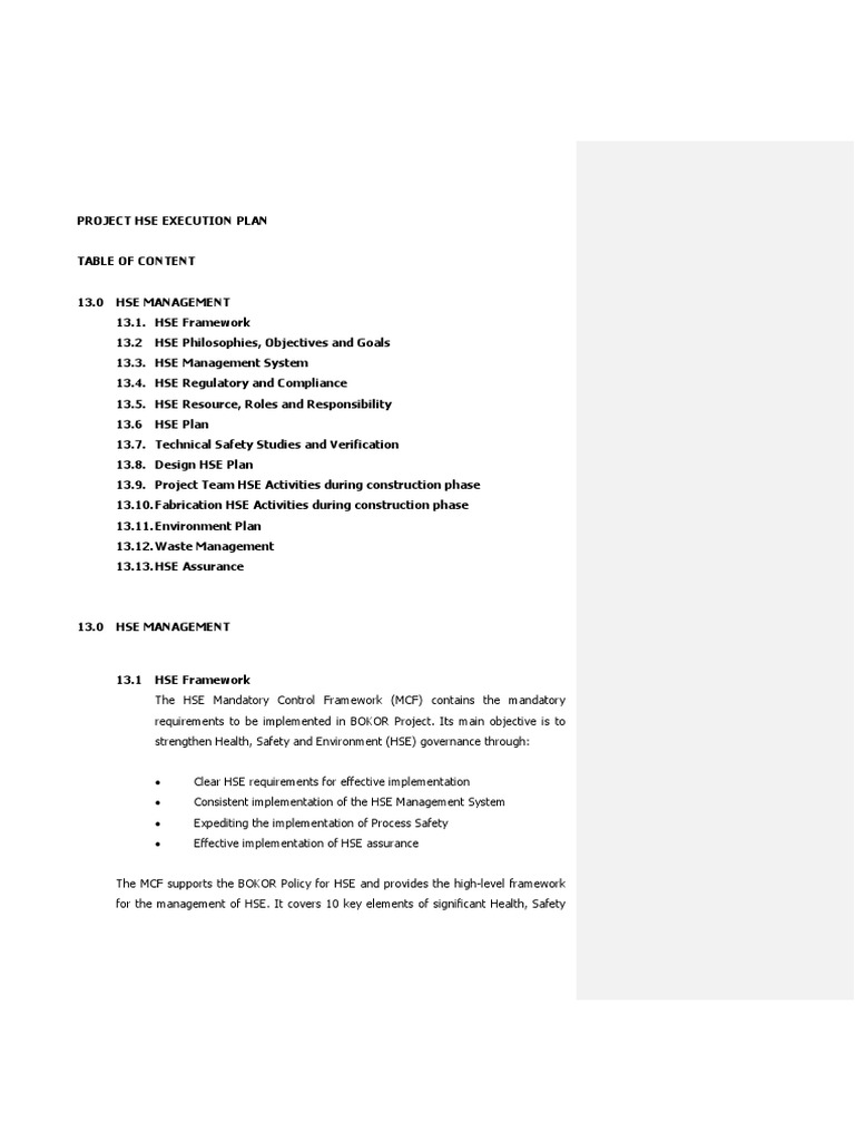 Project Hse Execution Plan | PDF | Environmental Impact Assessment ...