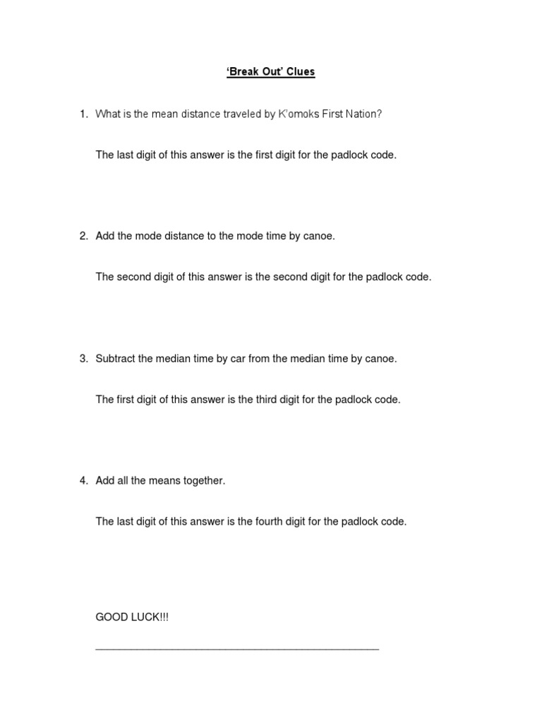 Break Out Clues | PDF