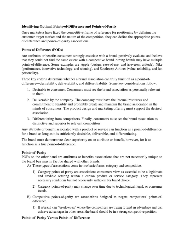 Identifying Optimal Points-of-Difference and Points-of-Parity | PDF ...