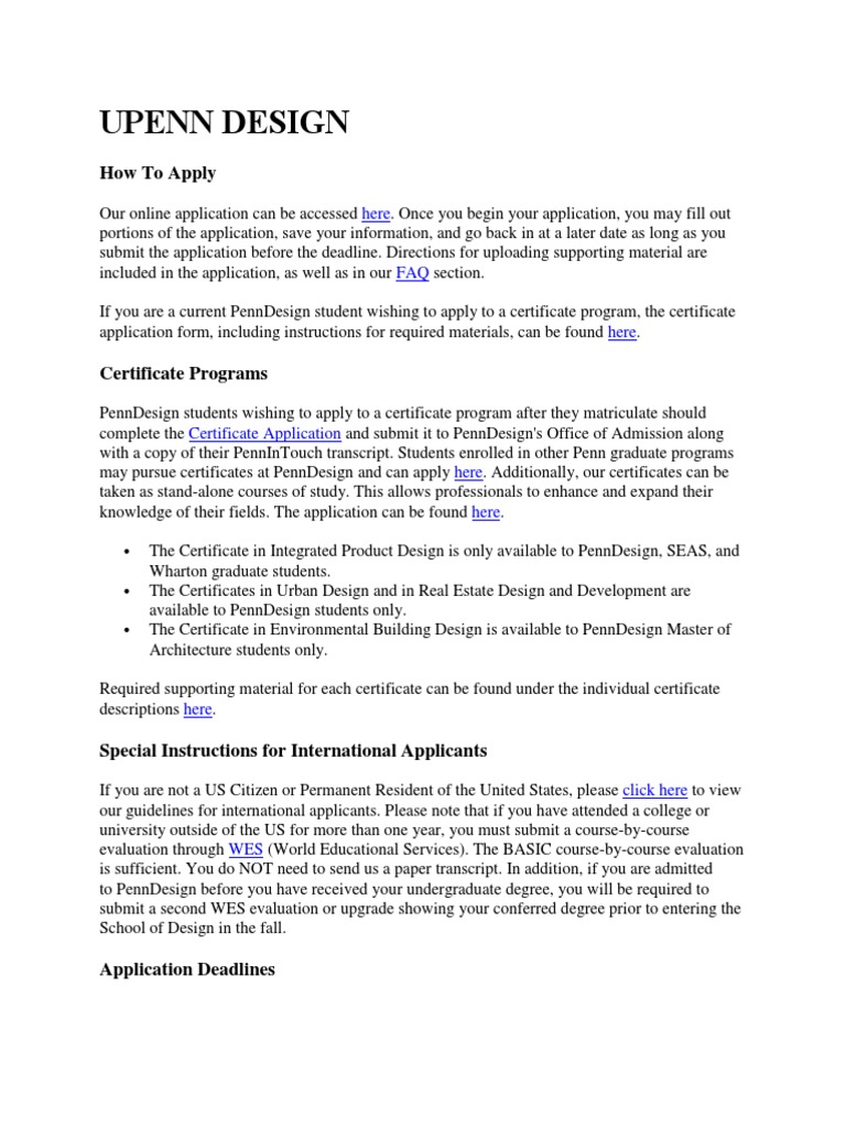 Upenn Design: How To Apply | PDF | Test Of English As A Foreign ...