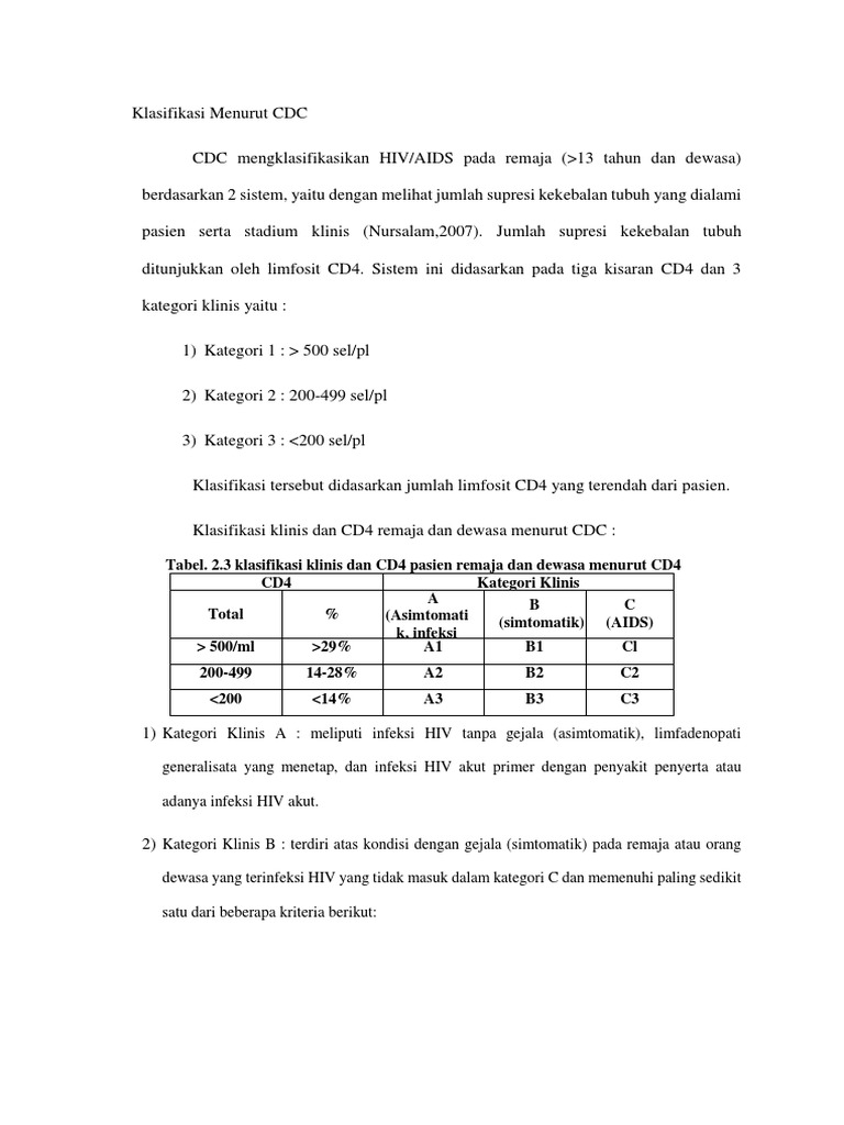 Klasifikasi Menurut CDC | PDF