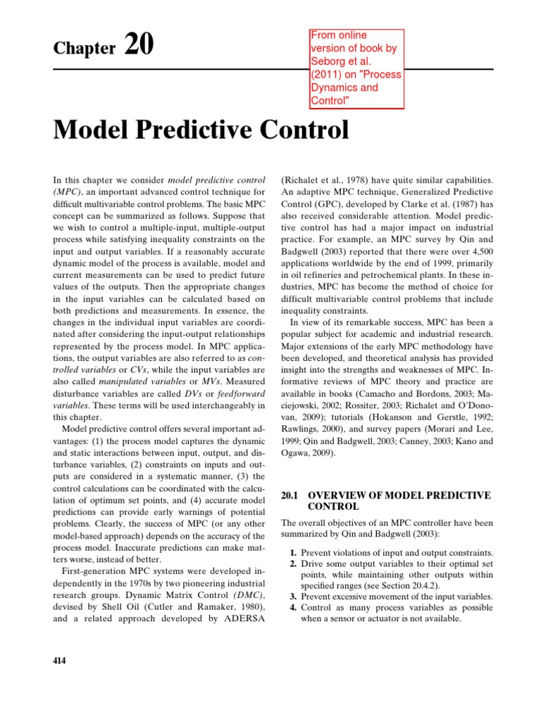 Seborg c20ModelPredictiveControl PDF | Download Free PDF | Prediction ...