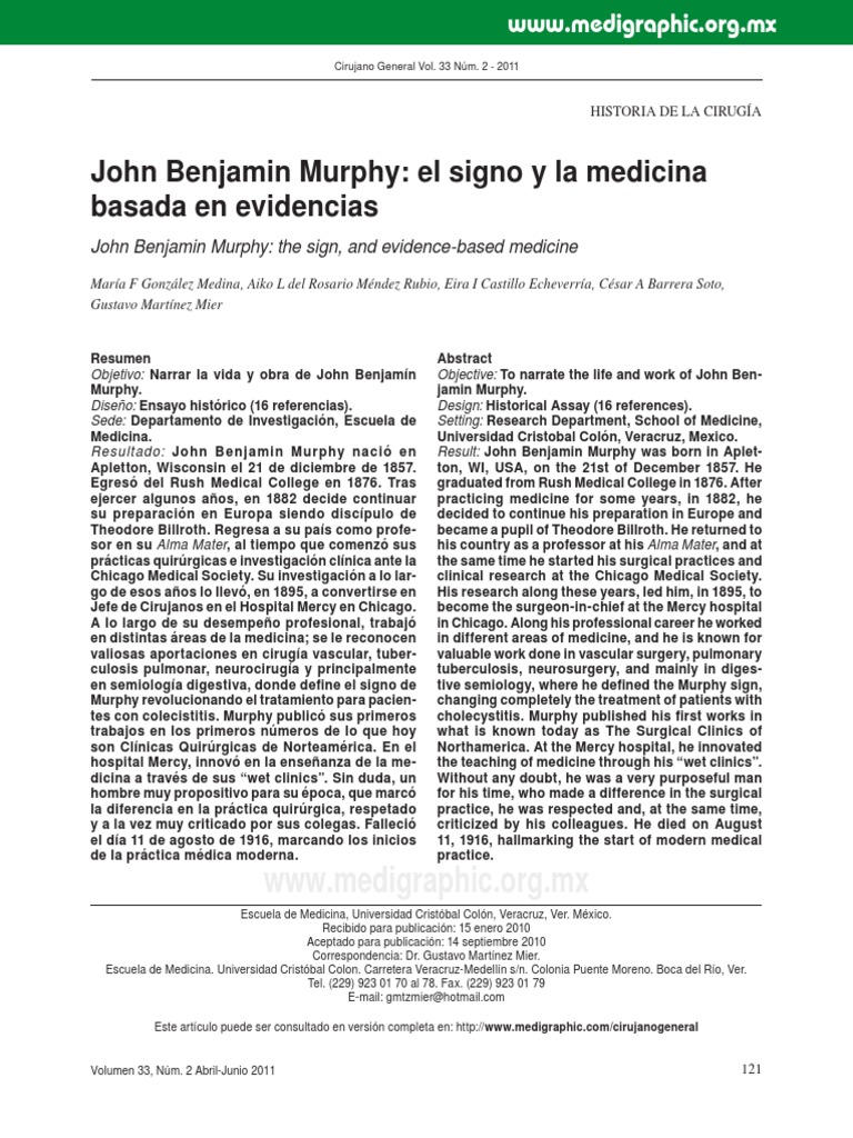 John Benjamín Murphy | PDF | Medicina CLINICA | Ciencias de la Salud