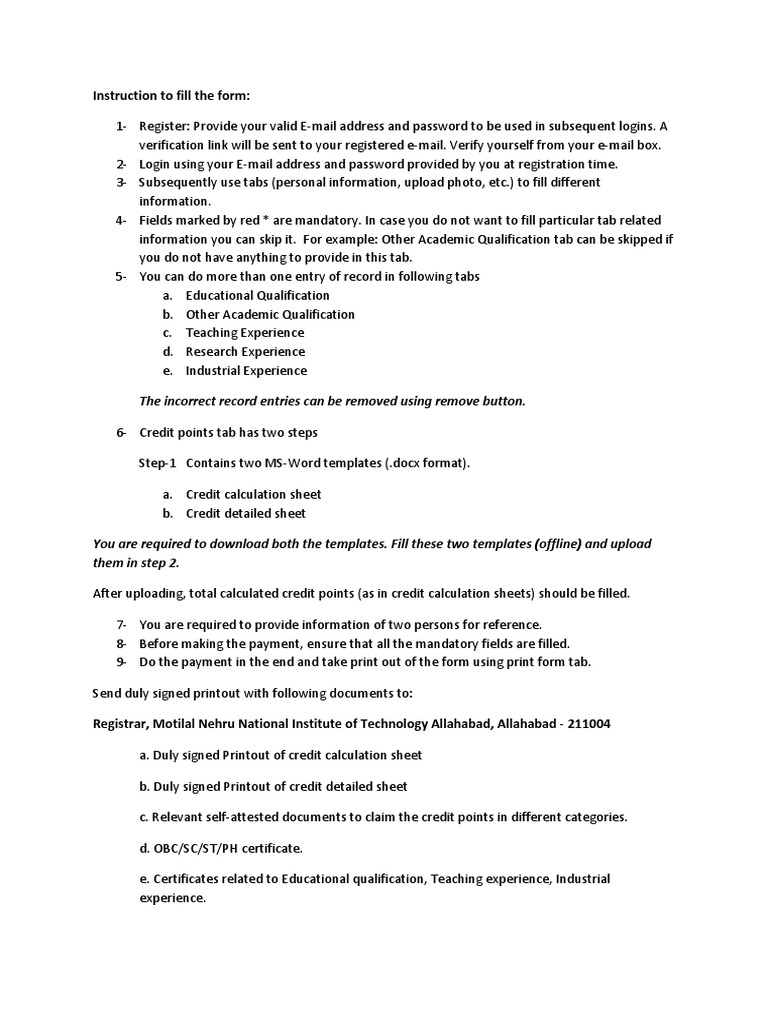 Instruction To Fill The Form:: The Incorrect Record Entries Can Be ...