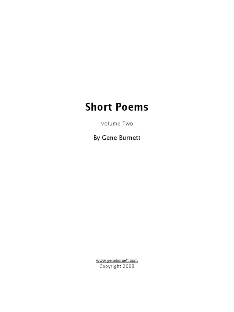 Short Poems - Volume Two | PDF | Poetry