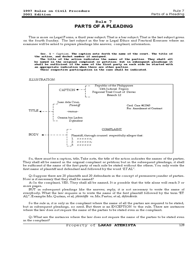 Rule 07-Parts of A Pleading | PDF | Pleading | Affidavit