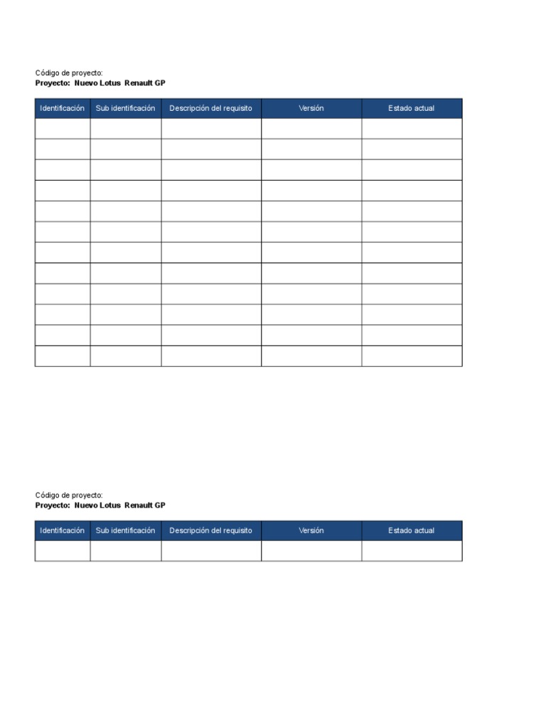 Plantilla de Matriz de Trazabilidad de Requisitos | Producto (Negocio ...