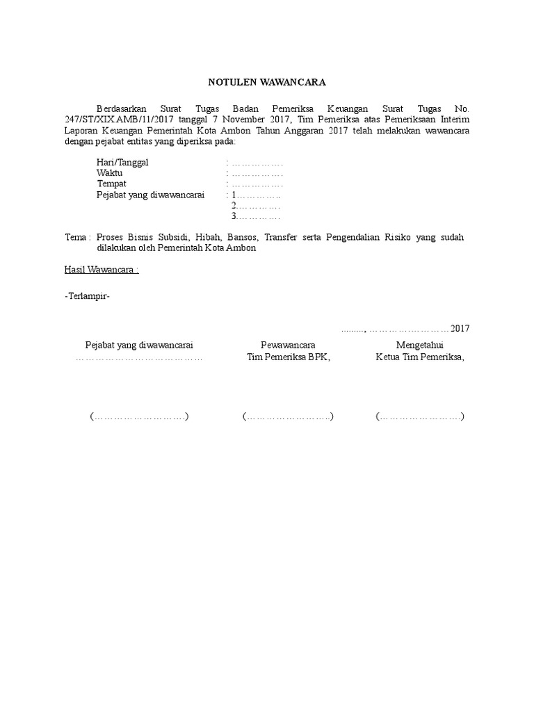Notulen Wawancara | PDF | Seni