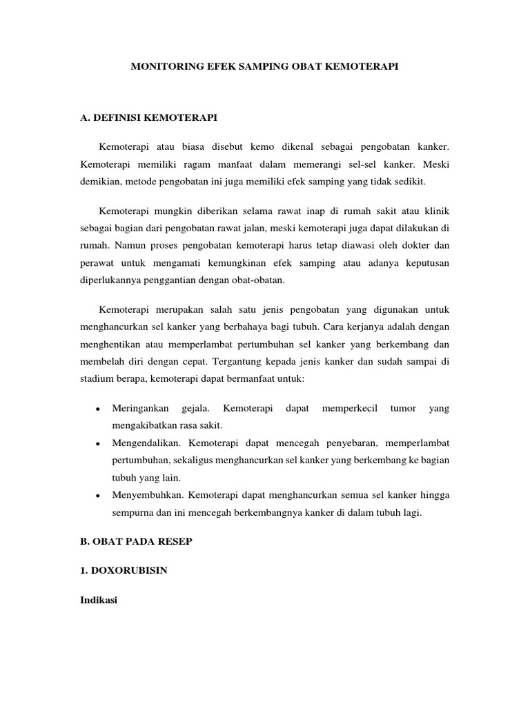 Monitoring Efek Samping Obat Kemoterapi Pdf
