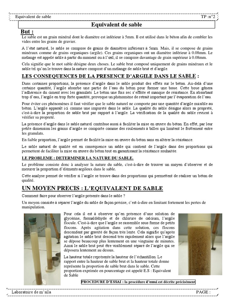 Equivalent de Sable | PDF | Argile | Sable